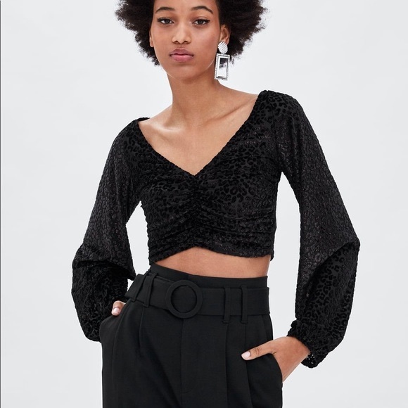 Zara | Tops | Zara Long Sleeve Crop Top | Poshmark